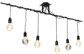 Moderní závěsná lampa černé 6žilové kroucené kabely - Facile