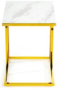 Odkládací stolek Lurus 40 cm zlatý/bílý mramor