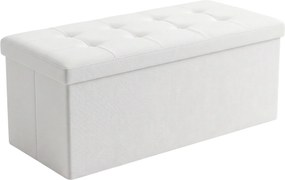 Puf s úložným prostorem, obdélníkový, skládací, 110 × 38 × 38 cm, béžový