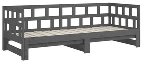 Výsuvná postel šedá masivní borovice 2x (90 x 200) cm - Default Title