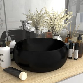 Luxusní umyvadlo kulaté matné černé 40 x 15 cm keramické 147008