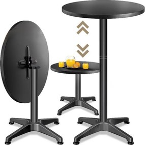 Deuba Hliníkový barový stůl Ø60cm skládací - černý