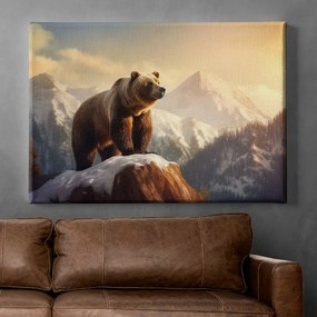 Obraz na plátně - Medvěd hnědý na skále FeelHappy.cz Velikost obrazu: 180 x 120 cm