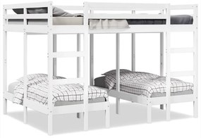 Rám trojité patrové postele bílý 140x200/70x140 cm borovice 3308578