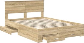 Rám postele s čelo Dub sonoma 135 x 190 cm Kompozitní dřevo 3410906