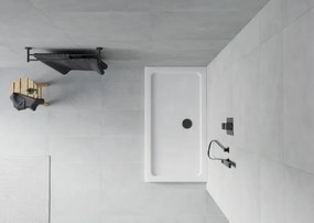 Mexen SLIM - Obdélníková sprchová vanička 140x70x5cm + černý sifon, bílá, 40107014B