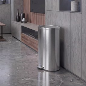 HOMCOM Odpadkový koš s víkem Soft-Close, pedálový koš s vyjímatelným vnitřním kbelíkem 30L, stříbrný