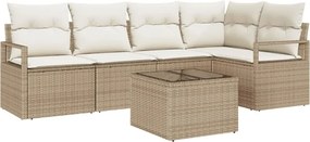 Set pohovek 6 ks Béžová polyratan 3346391