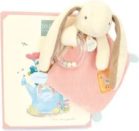 Doudou Dárková sada růžová Králíček Ciboulette s chrastítkem 21 cm / o