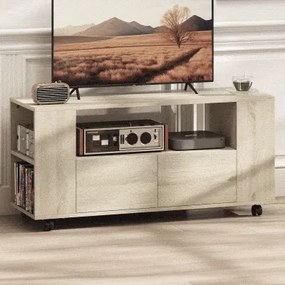 HOMCOM TV nábytek 106,68 cm s otočnými kolečky a brzdou, nastavitelné police a zásuvky, 102x34,5x48,5 cm, dřevo