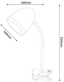Stolní lampa s klipem, závit E27, bílá