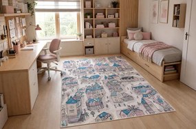 Dětský koberec protiskluzový BAMBINO 61560 béžový / modrý