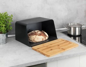 Chlebník s krájecí deskou KUBO, černý, WENKO