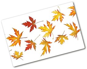 Wallmuralia Deska na krájení skleněná Podzimní listí 80x52 cm