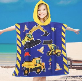 Dětské pončo LITTLE BUILDER modré Rozměr: 60 x 120 cm