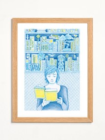 Barbora Brůnová | Čtenářka Rám: Bílý, Velikost: 100 x 70 cm