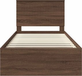 Rám postele s čelo Hnědý dub 100 x 200 cm Masivní borové dřevo 3411052