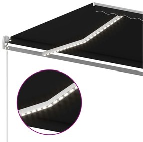vidaXL Marketos Ručně zatahovací markýza s LED světlem 600 x 300 cm antracitová