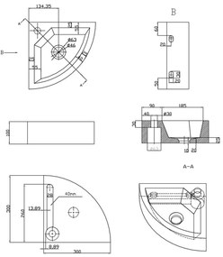 Sapho Sapho, BLOK kamenné umyvadlo rohové 30x30cm, černý Antracit, 2401-30