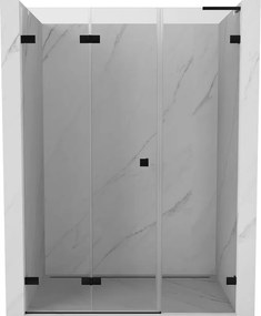 Mexen Lunar-F, L skládací levé sprchové dveře 145 cm, čiré sklo, černý profil, 836SL-145-050-70-00-L