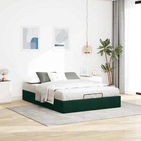 Osmanský rám postele bez matrací tmavě zelená 140x200 cm samet 3310970