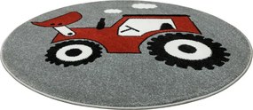 Koberec Lima G753A traktor, červený / šedý kruh