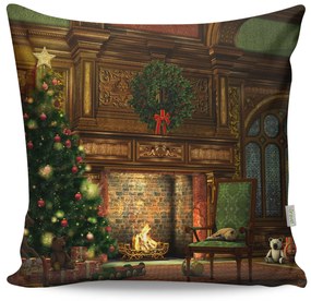 ASIR Polštář VÁNOČNÍ KRB 43 x 43 cm bavlna/polyester