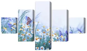 Vícedílný obraz Motýl A Divoké Květiny Nedostatek Nedostatek Přírodní plátno 150x90