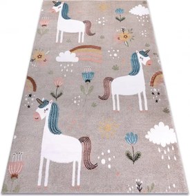 Dywany Łuszczów, AKCE: 240x330 cm Dětský kusový koberec Fun Unicorn with rainbow beige, béžová, dětský pokoj