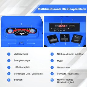 Costway 12 V elektrická dětská čtyřkolka s předním světlem Mini – modrý