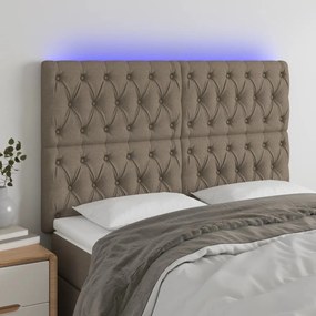 Čelo postele s LED taupe 144x7x118/128 cm textil