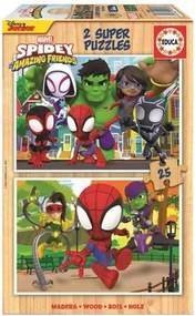 EDUCA Dřevěné puzzle Spidey a jeho úžasní přátelé / 2x25 dílků / od 3