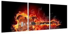 Obraz kytary v ohni (90x30 cm)