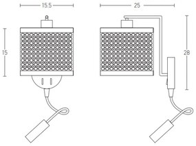Zambelis 20355 - LED Nástěnná lampa 1xE27/40W + LED/3W/230V ratan