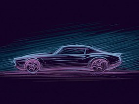Vícedílný obraz Neonové Svalové Auto Nedostatek Nedostatek Plátno Canvas 200x150