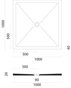 GSI Keramická sprchová vanička, čtverec 100x100x2cm, bílá mat 46101009