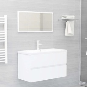 3dílný set koupelnového nábytku - s baterií a zrcadlem 80 cm - dřevotříska | bílý