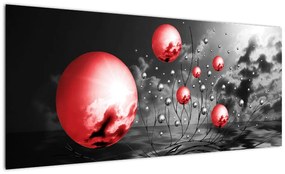 Abstraktní obraz - červené koule (100x40cm)