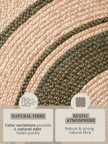 Hanse Home, Kusový koberec Jute Braided 106330 Natural Green kruh, 150x150 (průměr) kruh, zelená, chodba / předsíň