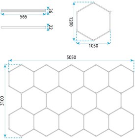 Toolight Toolight, LED stropní svítidlo HEXAGON, JNH052-H, bílá, OSW-56244