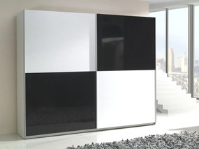 MAXIVA Šatní skříň - LUX 4, bílá/lesklá černá