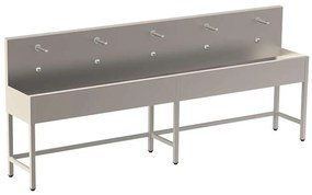 Sanela - Celoopláštěný stojící mycí žlab 3000 mm, 5 senzorových baterií, síťové napájení, antivandal, nerez SLUN 53E