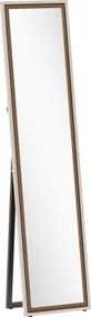 HOMCOM celozrcadlo 157x37 cm s dvoubarevným rámem, volně stojící, naklápěcí nebo zavěšitelné, bílá a hnědá