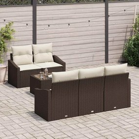 Set pohovek 6 ks Hnědá a krémová polyratan 3346598
