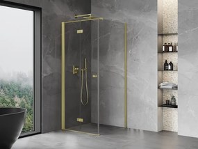 Mexen Mist-F T, 1-křídlý ​​skládací sprchový kout levý 80 x 80 cm, čiré sklo, zlatý matný profil, 8A6T-080-080-55-00-L