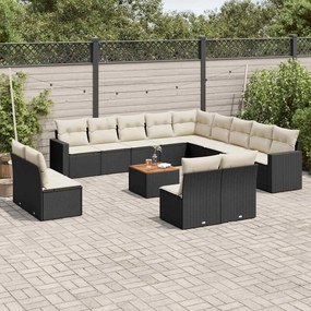 14dílná zahradní sedací souprava s poduškami černá polyratan 3256707