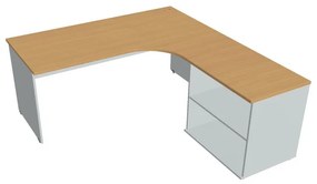Sestava stolu a skříně levá 180 cm - Hobis Gate GE 1800 60 H L Dekor stolové desky: buk, Dekor lamino podnože: šedá