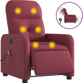 Elektrické masážní polohovací křeslo vínové textil 3206789