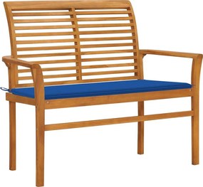 vidaXL Zahradní lavice s poduškou 112 cm masivní teak [3062657] Barva: Královská modř