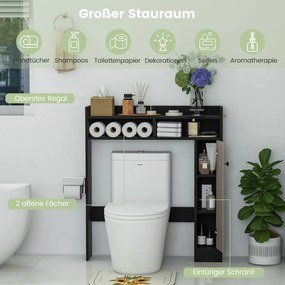 Costway WC skříňka, koupelnová nadsazená s nastavitelnými policemi, WC stojan